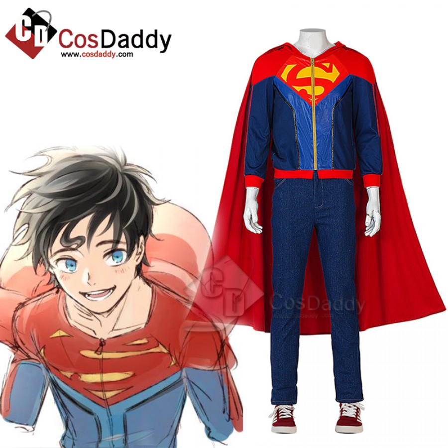 Batman and Superman: Battle of the Super Sons Jon Kent Cosplay Costume Halloween Superboy Suit